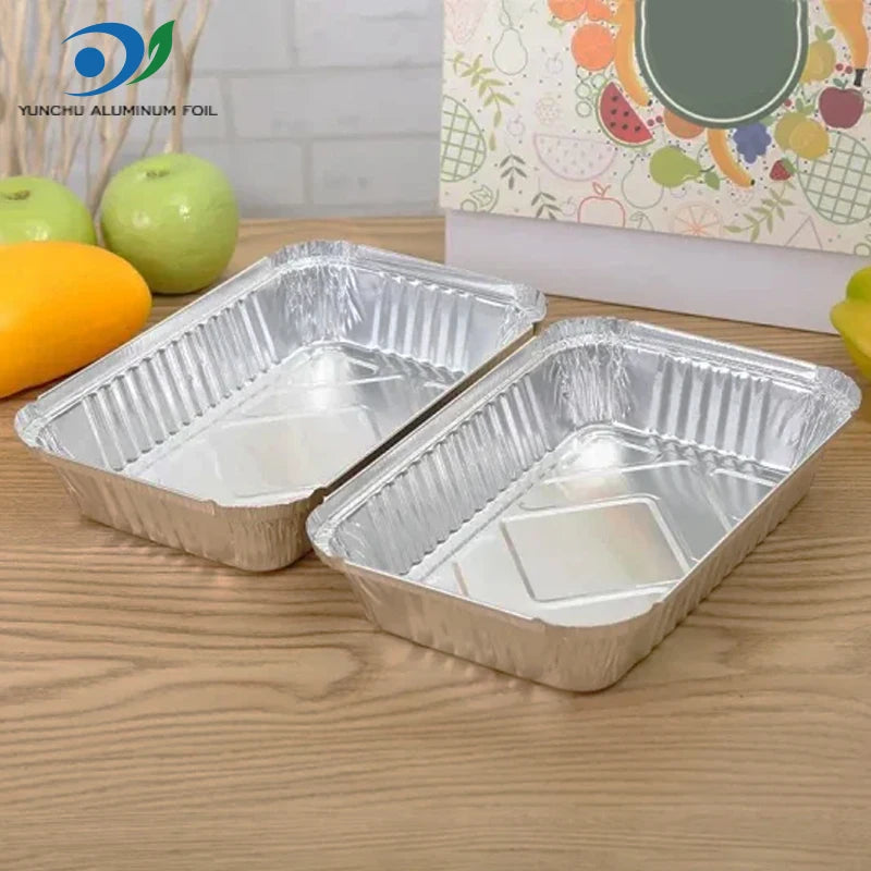 Rectangular Fast Food Lunch Takeaway Box Disposable Aluminium Trays Fo ...